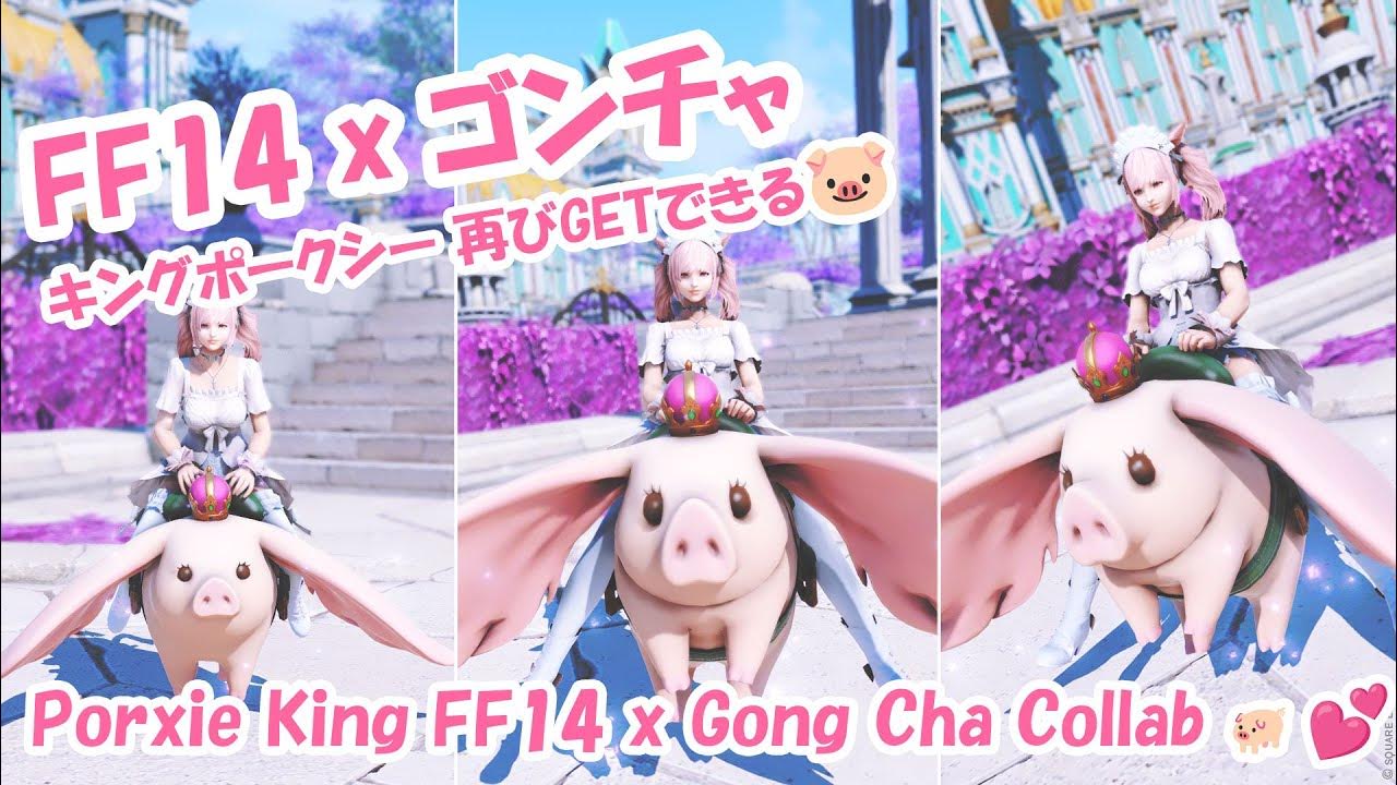 [ FF14 ] キングポークシー 報酬マウント Gong Cha x FF14 collabo mount [ Porxie King ] ファイナルファンタジー Final Fantasy ...