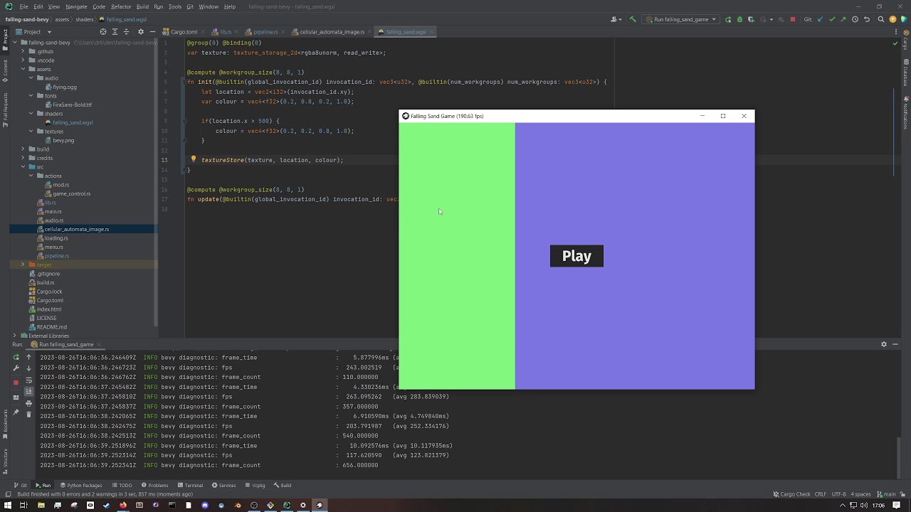 Building A Falling Sand Game In Bevy Using Rust Part 3 Compute Shader Working Livestream