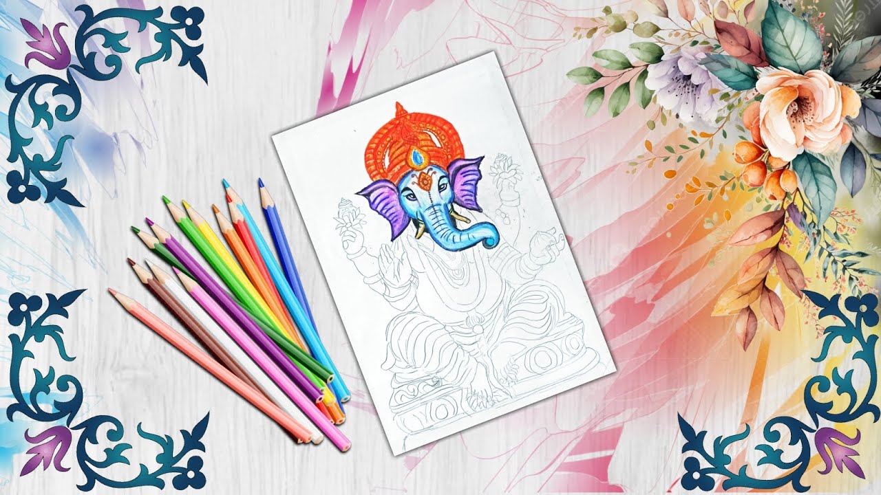 Lord Ganesha drawiing outline, How To Draw Ganapati With Pagdi,Ganesh ...