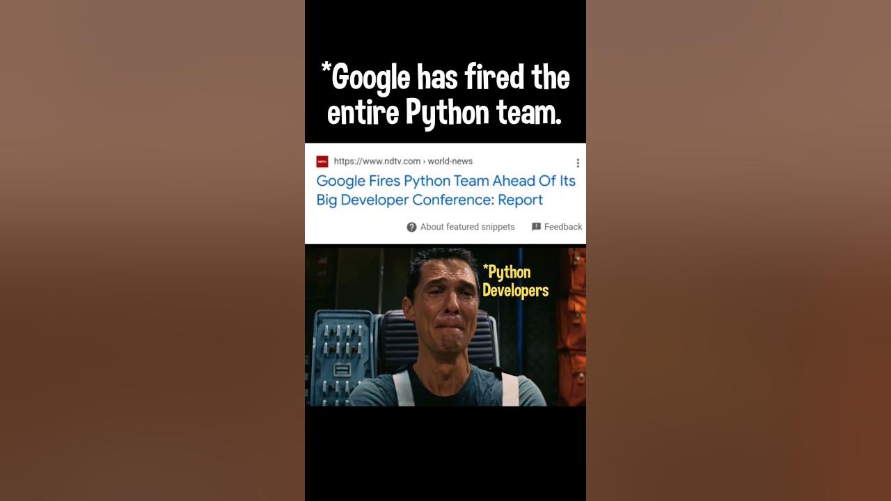 😭😭Google Has Fired Its Entire Python Team #python #coding #google #memes #developerlife - YouTube