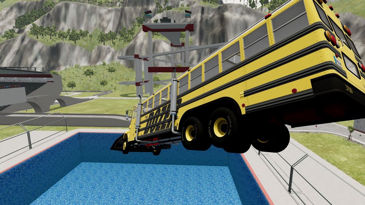 School Bus Takes a Dive: Unexpected Dive into Swimming Pools! #5 - YouTube