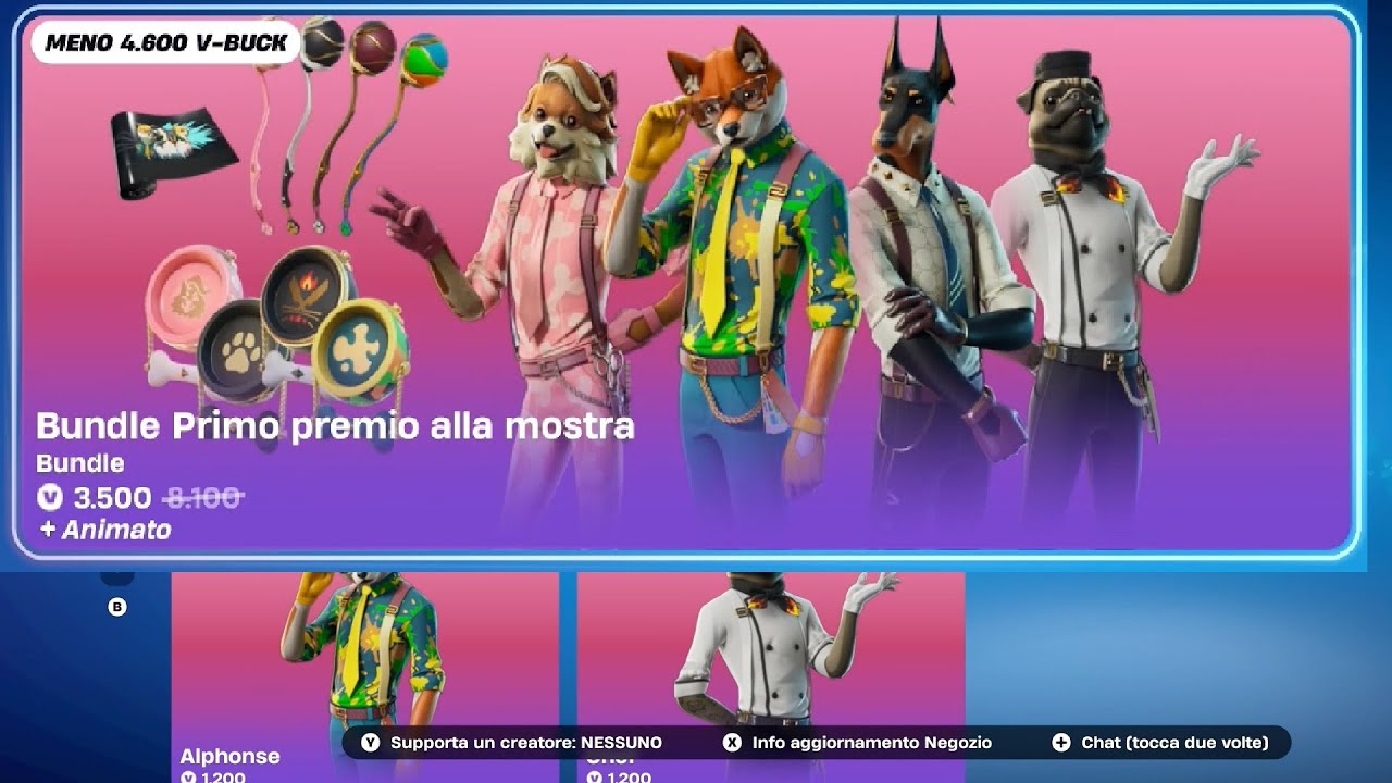 NEGOZIO OGGETTI FORTNITE 22 02 2025 - ALPHONSE, CHEF, RIPORTO, DUCA ...