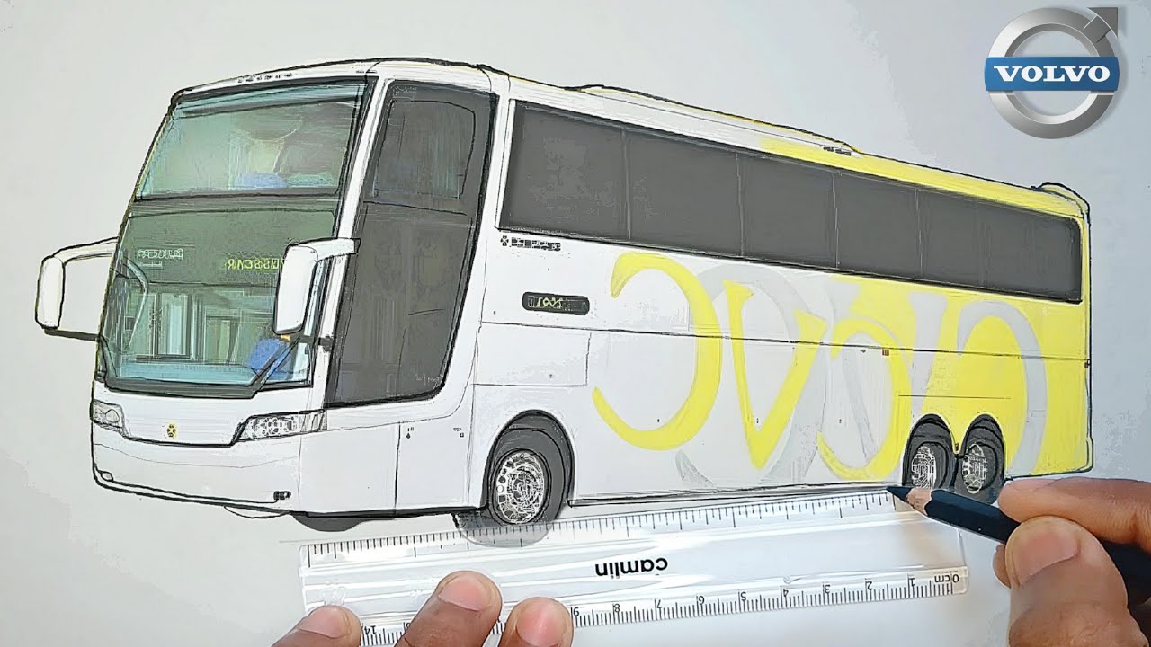 How To Draw a BUS || Volvo Bus Drawing Tutorial Easy ! - YouTube