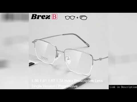 Brez Prescription Glasses Men Women Titanium Semi Rim Square Optical Frame Anti Blue Progressive Eye
