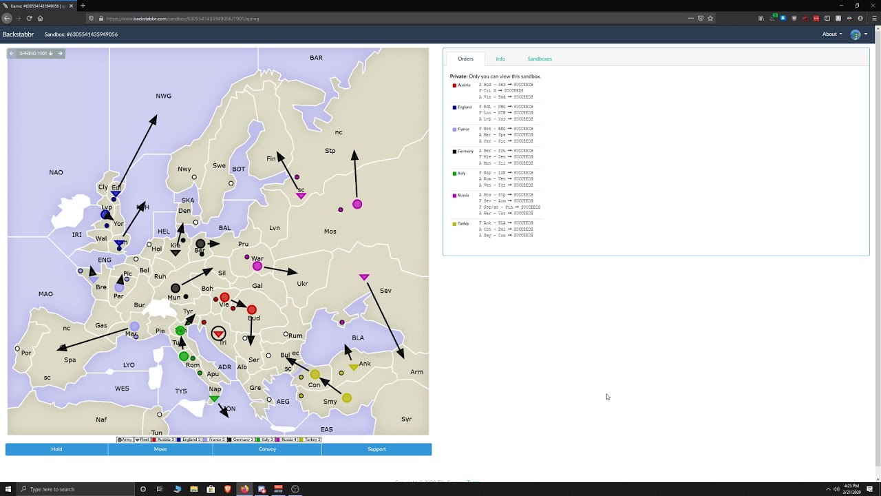 How to play Diplomacy Board Game using Backstabbr - YouTube