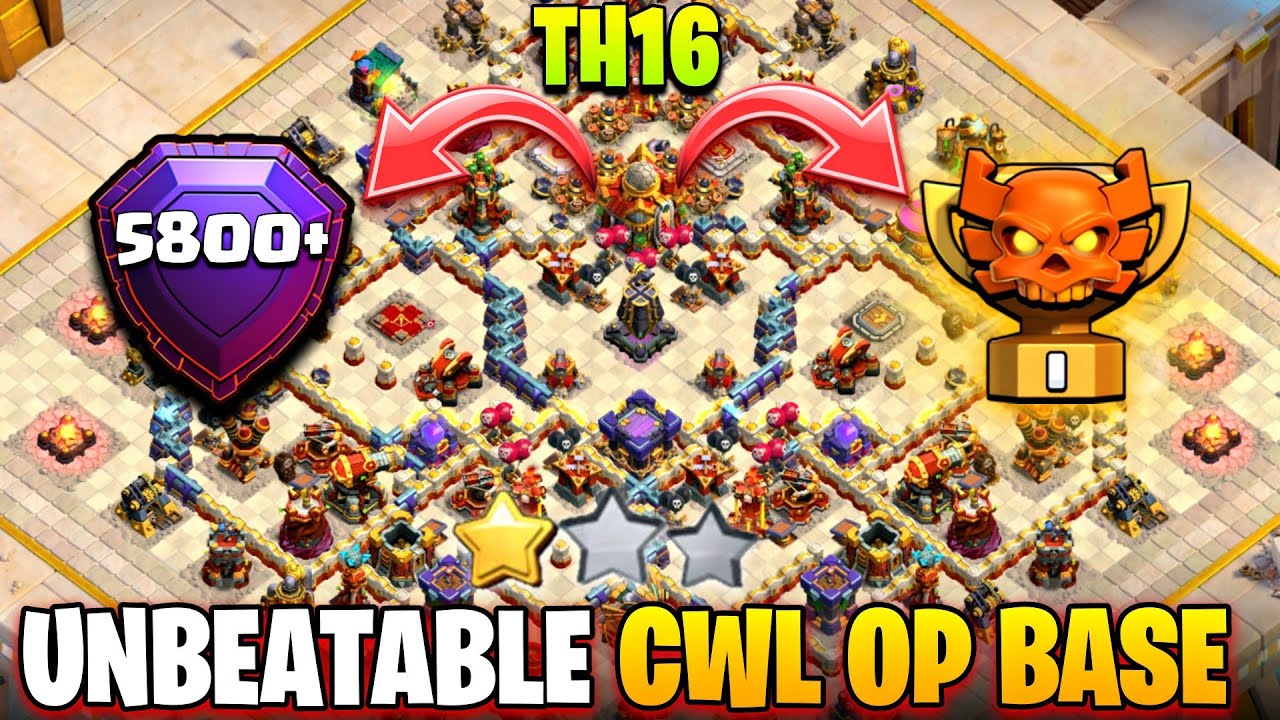 *OVER POWERFUL* TOP 5 TH16 BASE LINK ! ANTI 2 STAR BASE! TH16 LEGEND ...