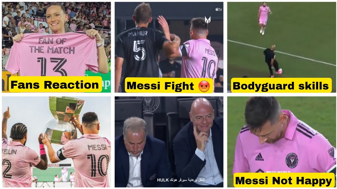 Messi bodyguard passes the ball and fight with defenders vs Nashville 😡 ...