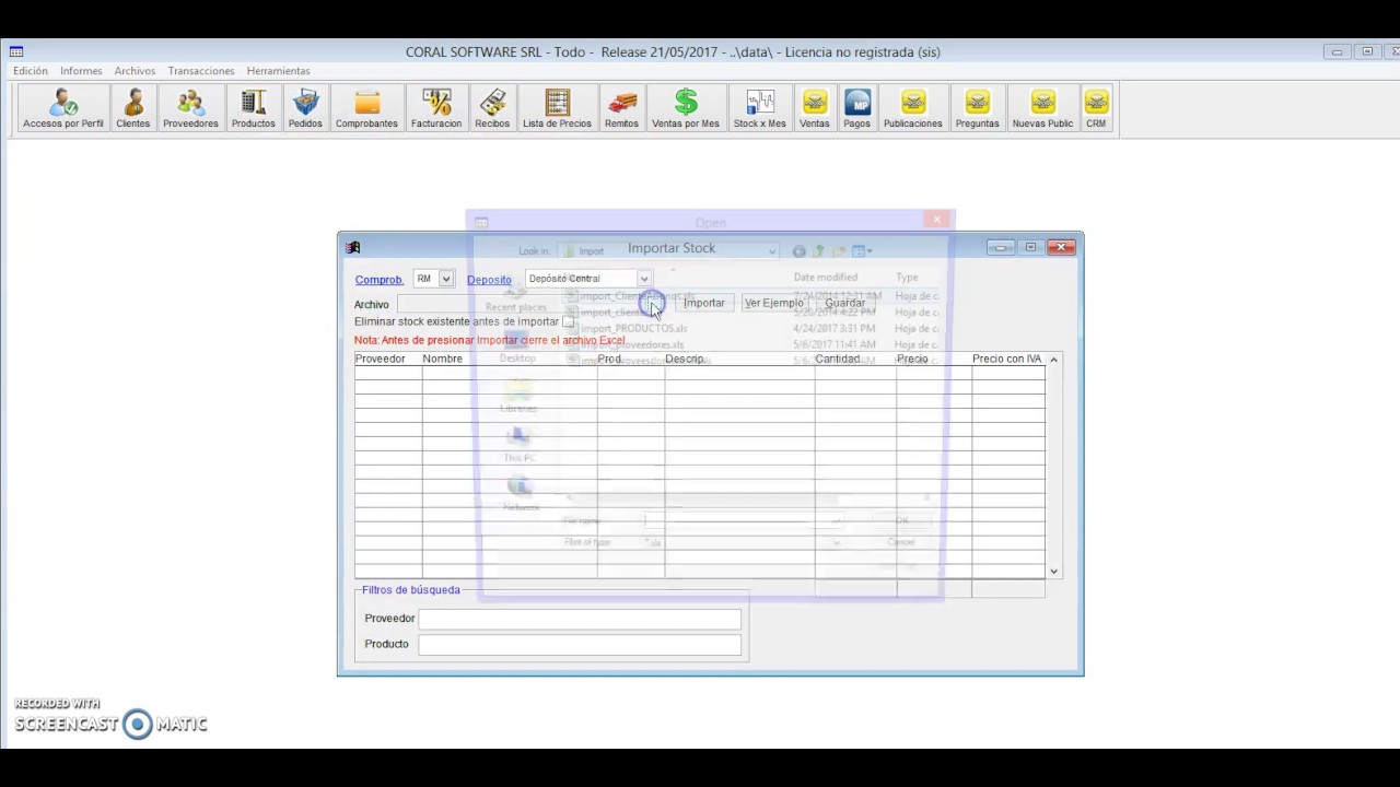 Coral Software - Como cargo desde Excel el Stock Inicial? - YouTube