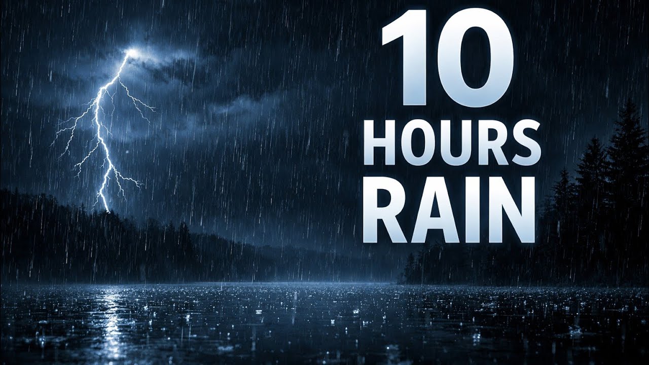 10 Hours - Powerful Rainstorm with Thunder | Black Screen | Sleep ...