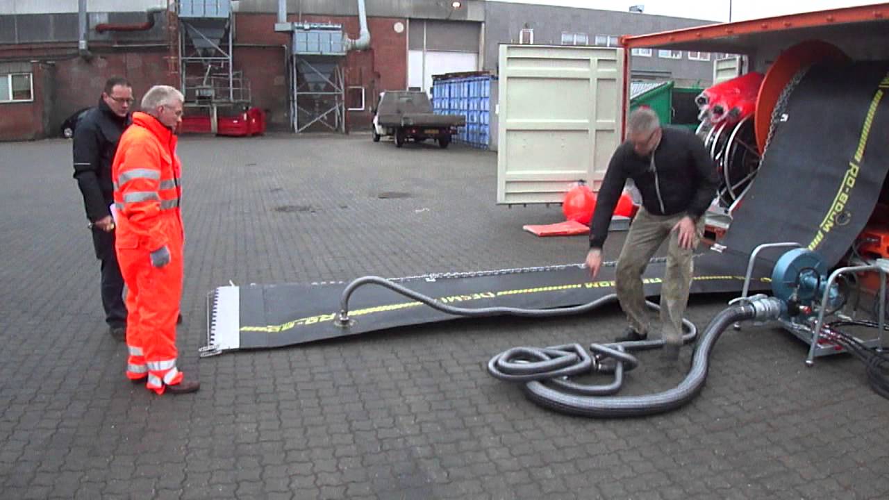 Ro Boom Oil Boom inflation airchamber Damen - YouTube