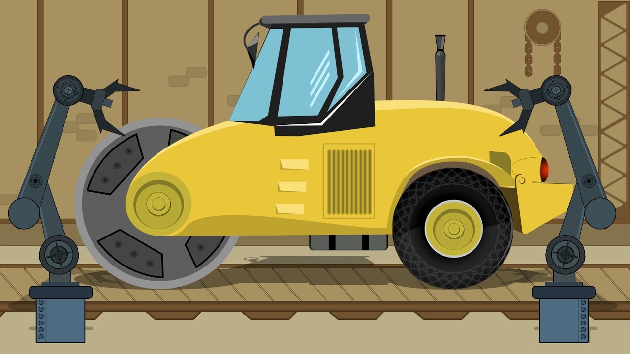Road Roller | Car Garage | Construction Vehicle | Kids Video - YouTube