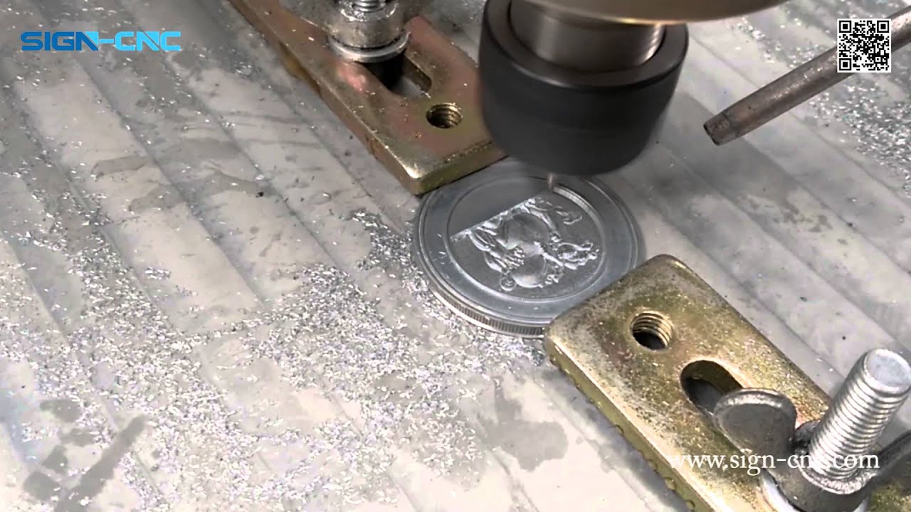 SIGN-4040 CNC router carving the coin / metal 3d carving / metal mould ...