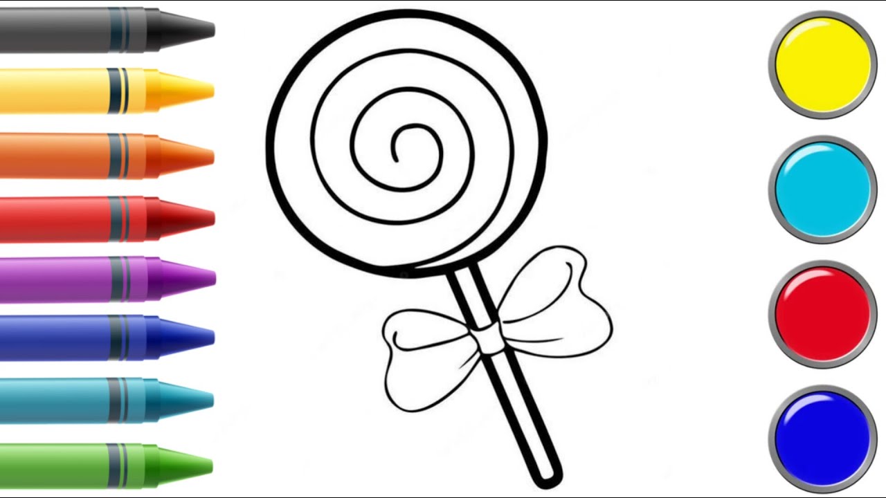 How to draw colorful candy🍭🍬🌈 for kids | multicolor Toffee coloring for ...