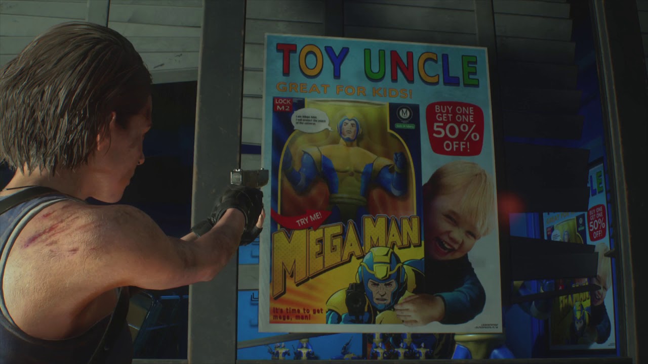 RESIDENT EVIL 3 – Bad Box Art Mega Man cameo - YouTube