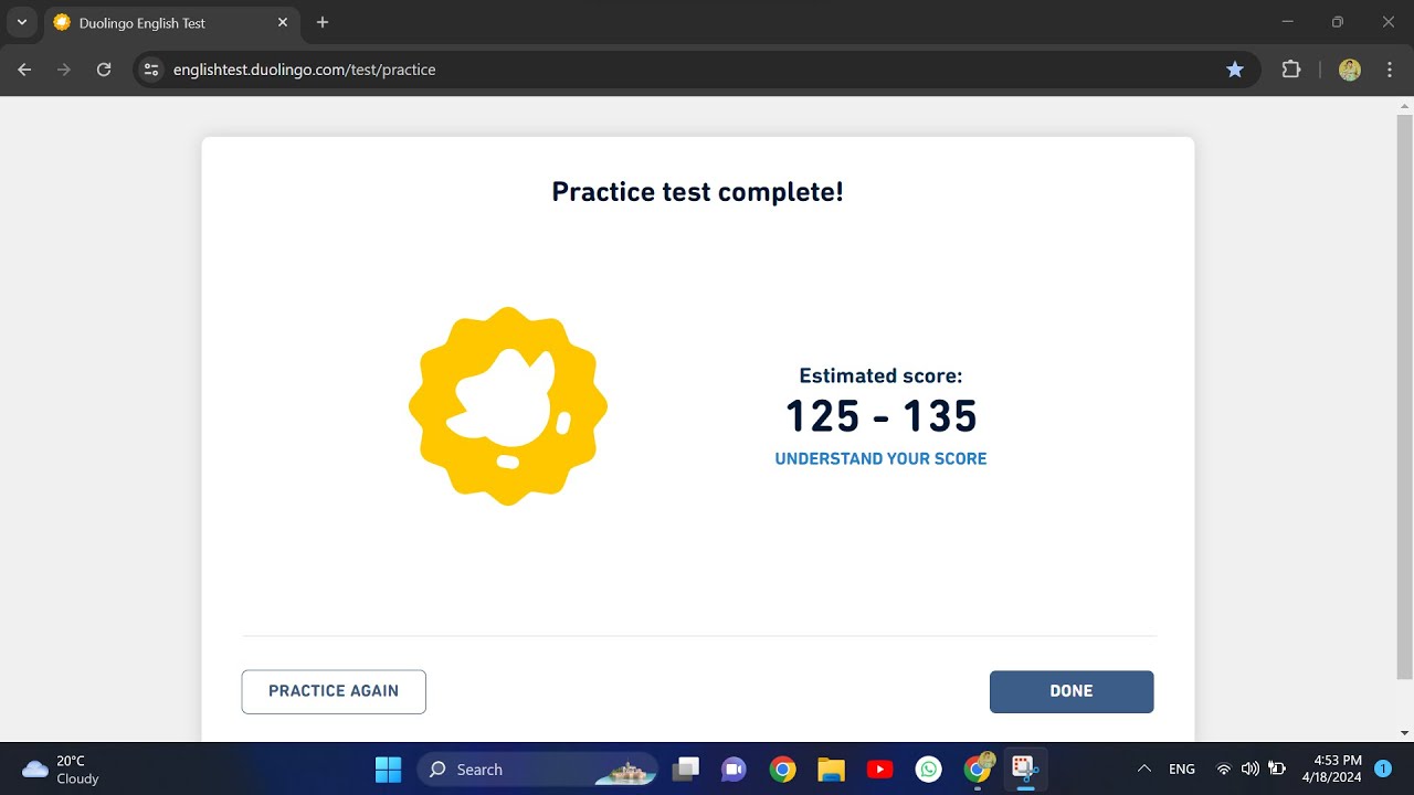 Duolingo English test practice | 125-135 on the new version of Duolingo ...