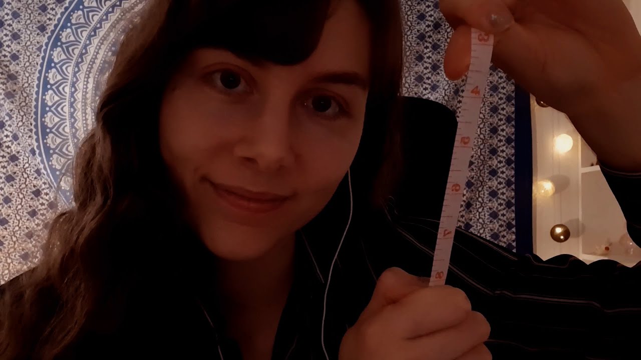 ASMR - measuring your ears for a drawing, up close whispering and drawing sounds for sleep 📏 ️ ...