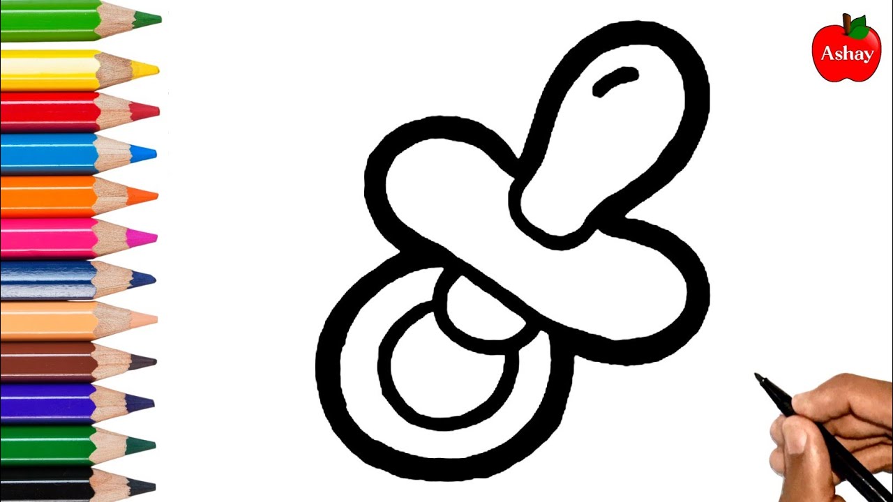 How to Draw an Pacifier - Drawing and Coloring for Kids, Toddlers ...