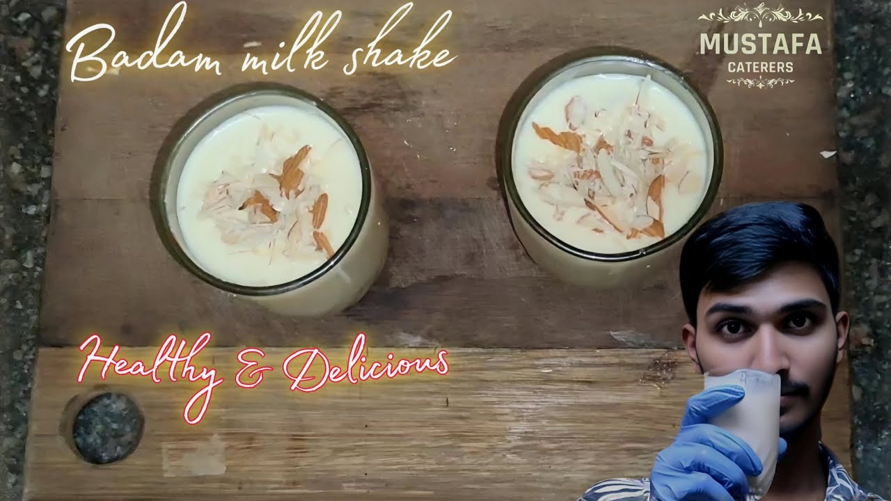 Badam milkshake recipe | Homemade badam milkshake | Healthy almond ...