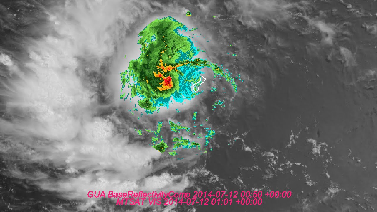 Possible Rammasun (2014) Guam Radar + Mtsat VIS - YouTube