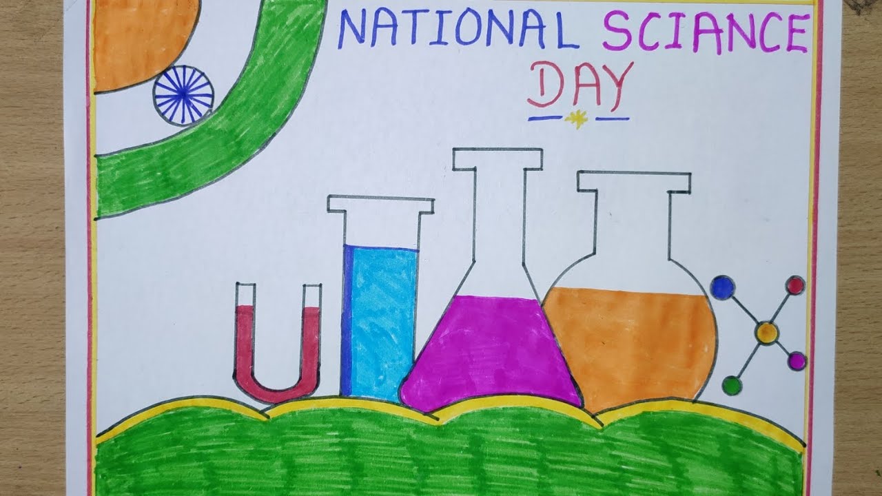 National Science Day Poster Drawing Easy, 28 Feb || How to draw ...