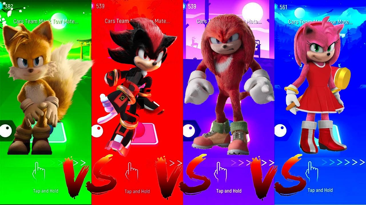 Tails vs Shadow vs Knuckles vs Amy Rose | Tiles Hop Edm Rush - YouTube