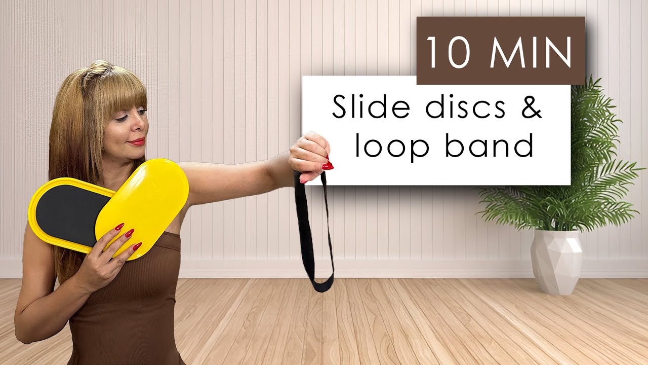 10 MIN FULL BODY RESISTANCE BAND & SLIDE DISCS WORKOUT| strength ...