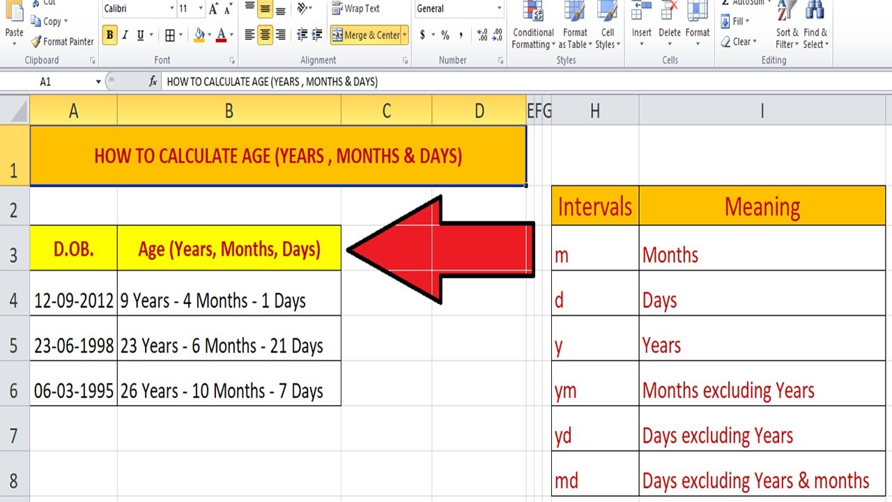 How To Calculate Age Years Months Days In Hindi 2021 M S Excel How To Calculate Age Years Months Days In Hindi 2021 M S Excel