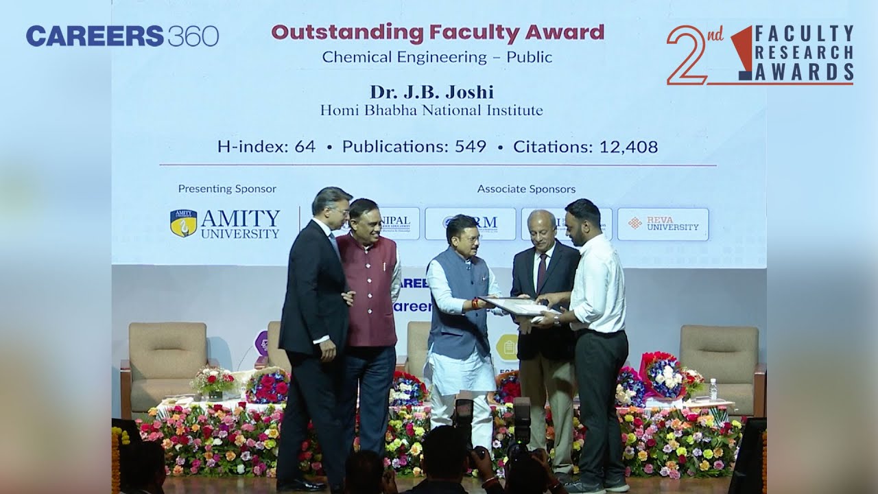 2nd Faculty Research Awards by Careers360 - Dr. J. B. Joshi (Chemical ...
