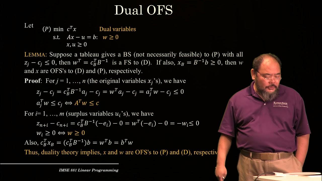 IMSE881 - Lecture 6 - Dual Simplex Method - Part 4/4 - YouTube