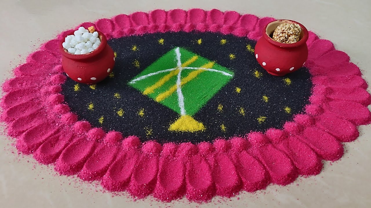 Small & Beautiful rangoli design for Makarsankranti & Pongal /Kite ...