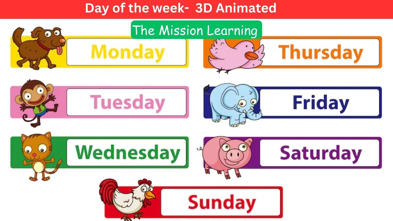 3D Animation Days Of The Week With Spellings Sunday Monday For 3d-animation-days-of-the-week-with-spellings-sunday-monday-for