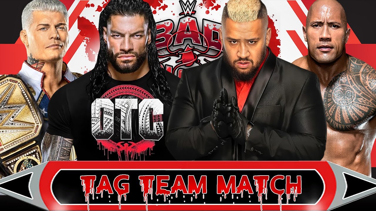 Roman Reigns & Cody Rhodes vs Solo Sikoa & The Rock | Tag Team | Bad ...