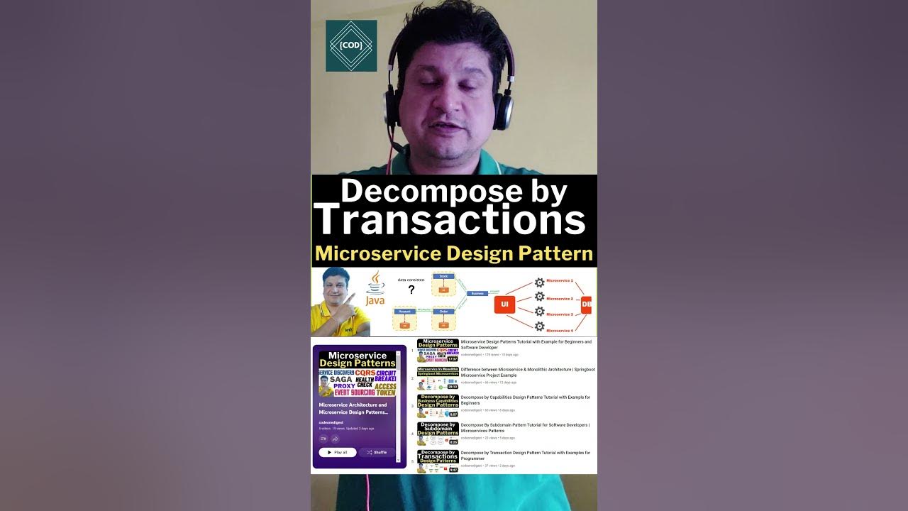 Decompose By Transaction Design Pattern For Microservices Short For Beginners Youtube