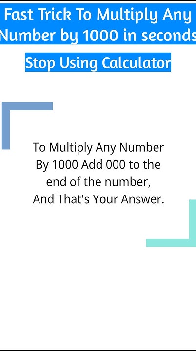 This is the best way to multiply any number by 1000 Without Using Calculator #shorts - YouTube