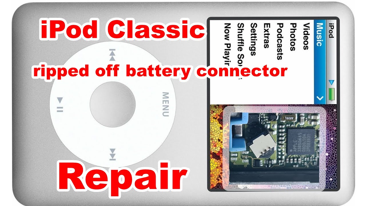 iPod classic - ripped off battery connector - repair. - YouTube