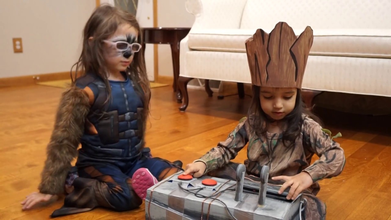 Groot Red Button Scene by Kids on Halloween - YouTube