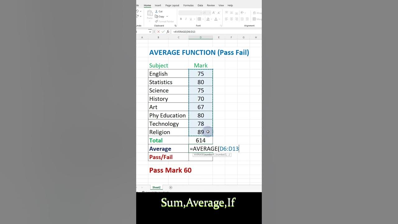 Average and If function | Excel formula #short - YouTube