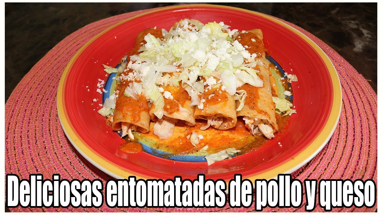 Como hacer deliciosas entomatadas de pollo con queso - YouTube