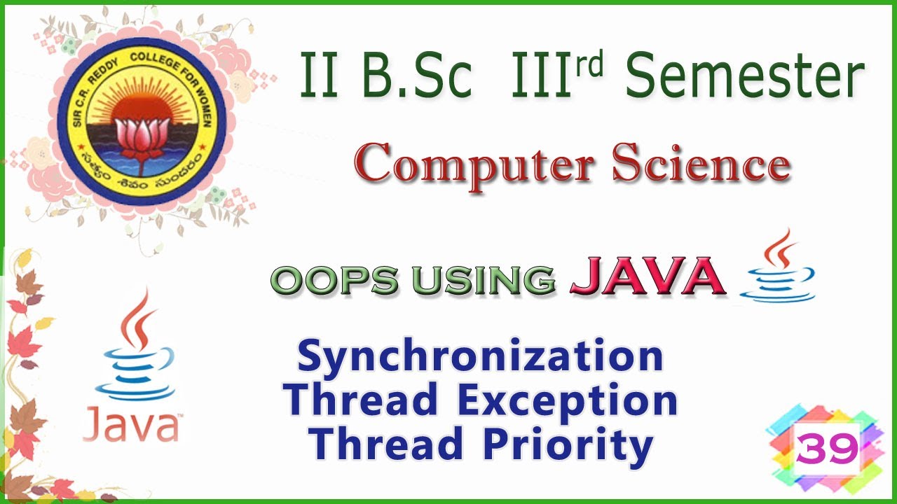 39 II BSc 3rd Sem - Computers -OOPS using JAVA - Synchronization ...