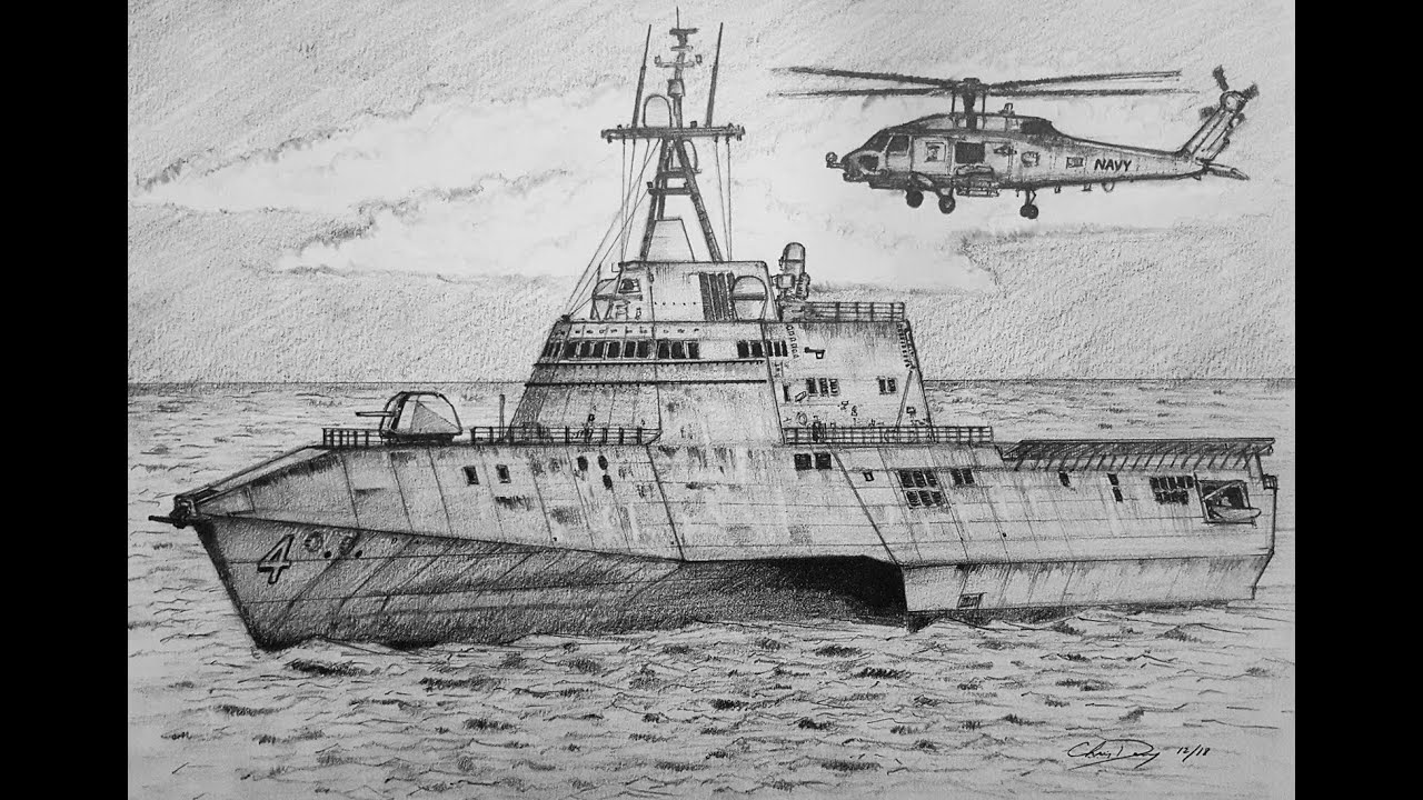 How to Draw a Littoral Combat Ship (LCS) - YouTube