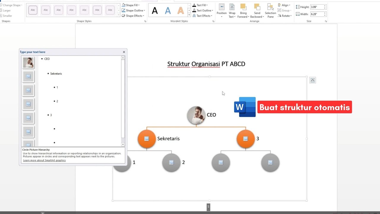 Cara Menggunakan SmartArt Untuk Membuat Tabel Struktur Organisasi ...