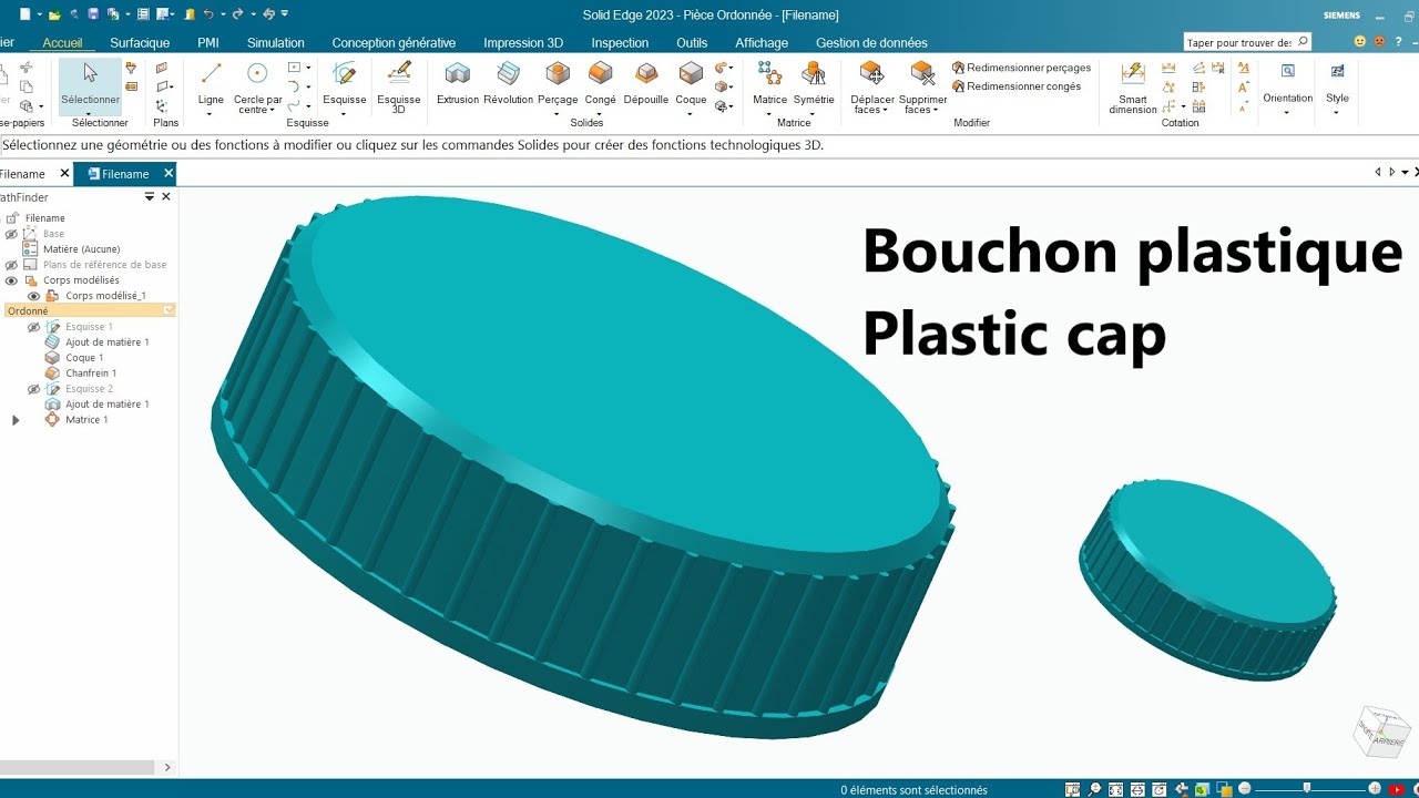 Solid edge tutoriel bouchon plastique, plastic cap - YouTube