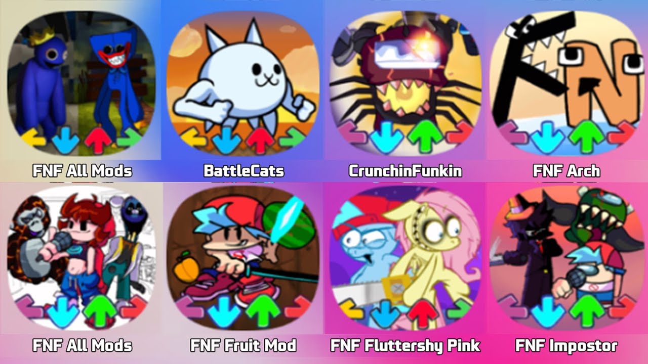 FNF Rainbow Friends Vs Poppy Playtime, FNF Impostor V5, FNF Battle Cats ...