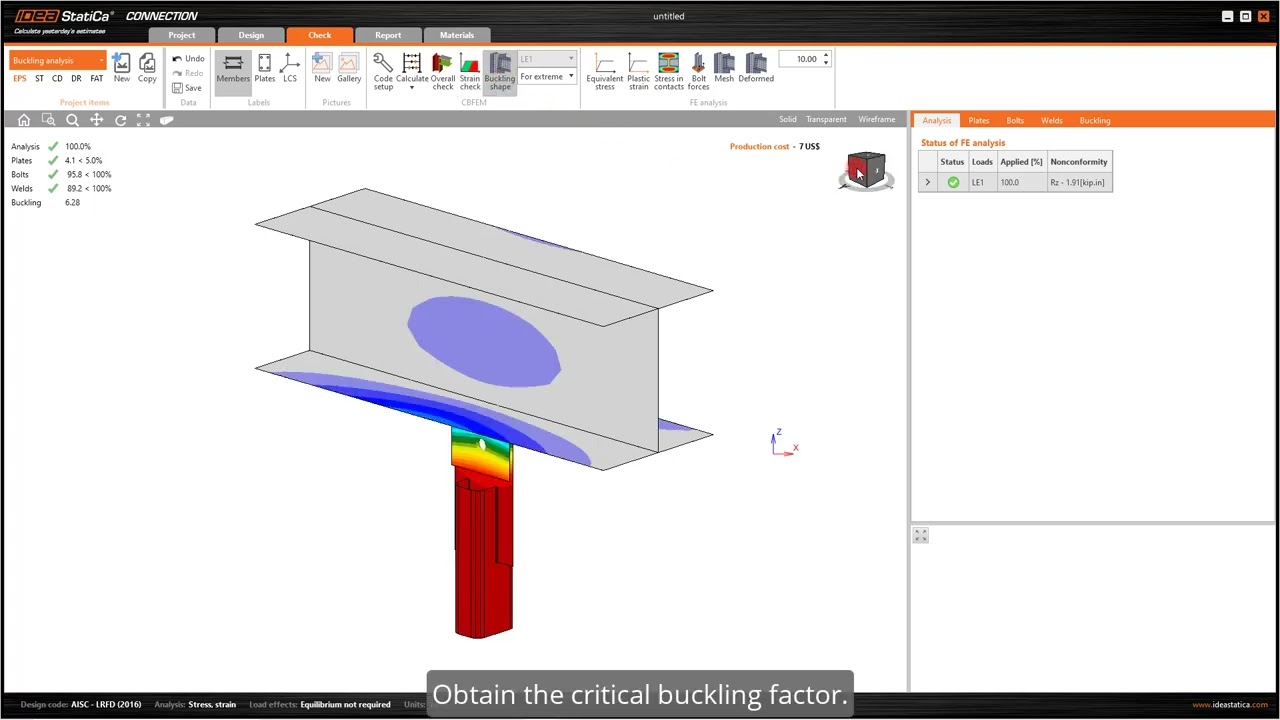 Buckling analysis of a simple joint based on the AISC code - YouTube