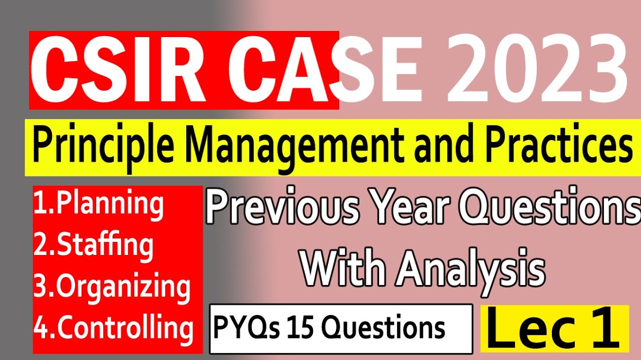 CSIR Principle Management and Practices Lecture | CSIR PMR Planning ...