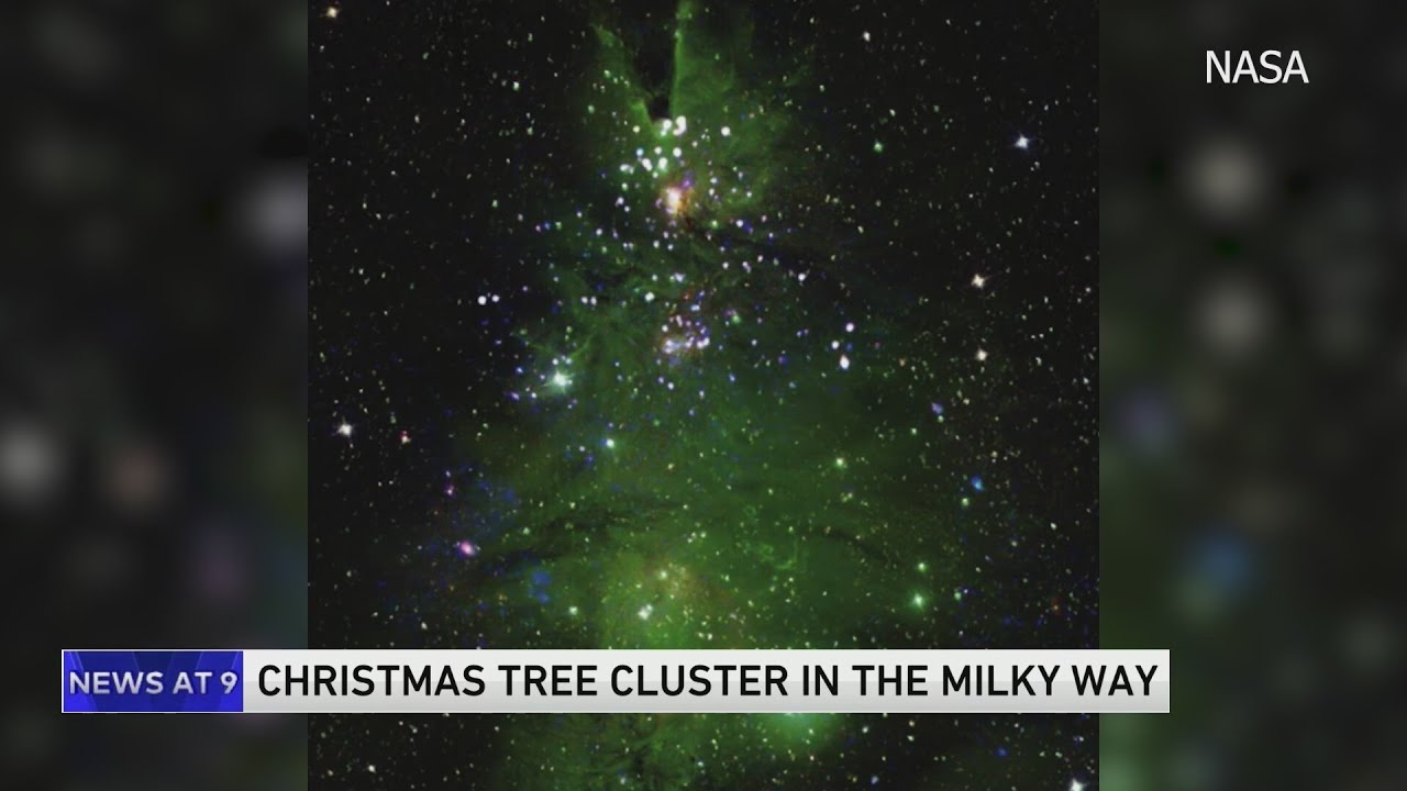 Stunning image shows cosmic 'Christmas tree' glowing in space - YouTube