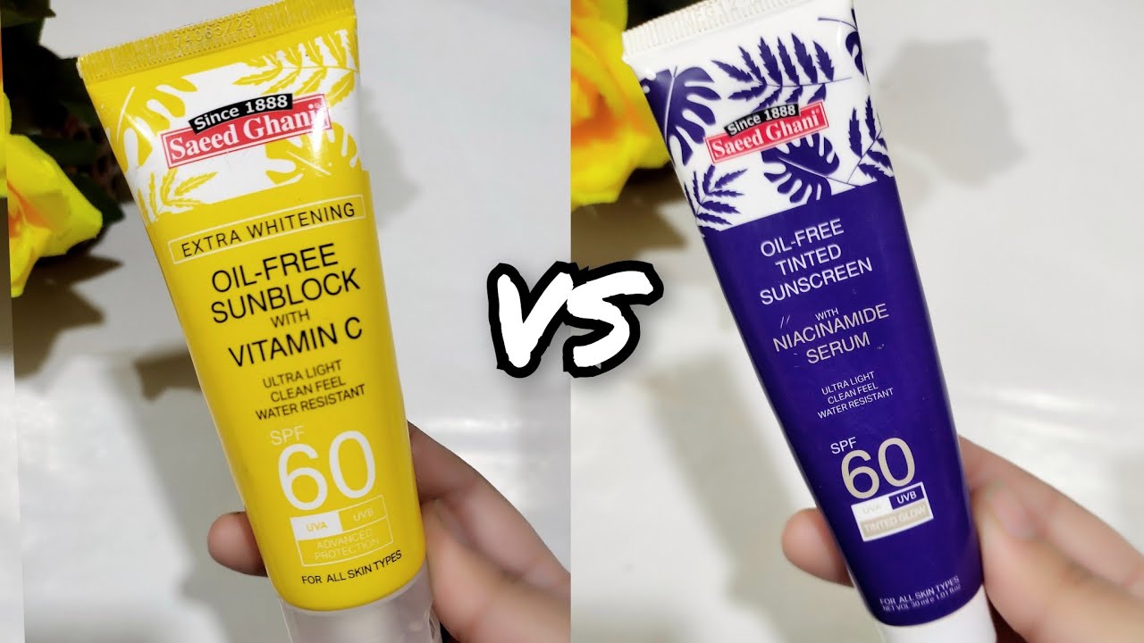Saeed ghani oil free sunblock VS Saeed Ghani tinted sunscreen - YouTube