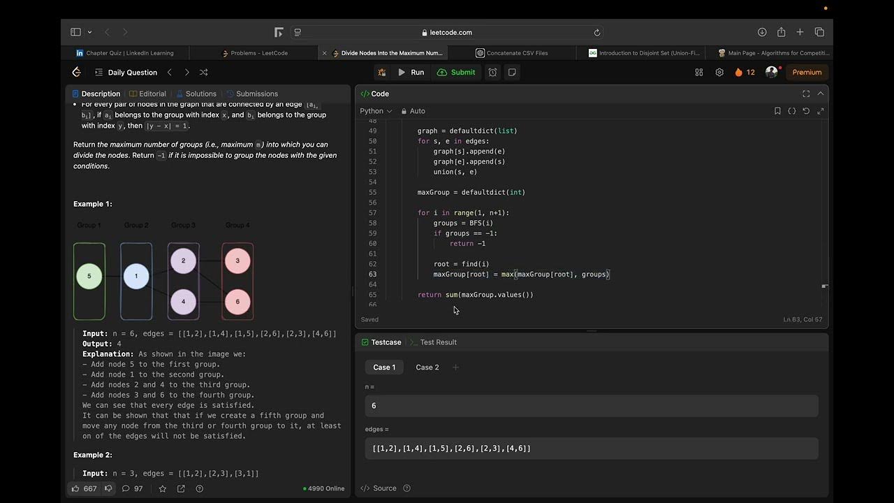 LEETCODE POTD | 30.01.25 | 2493. Divide Nodes Into the Maximum Number of Groups | HARD | Graph ...