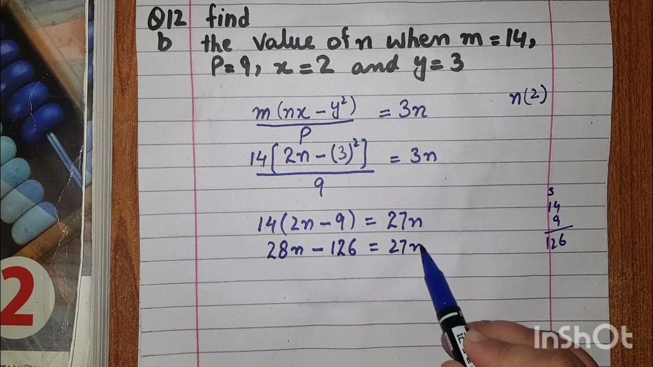 Topic:Find the value of an unknown in a formula | D2(7th)ed. Ch#6 Ex.6C ...