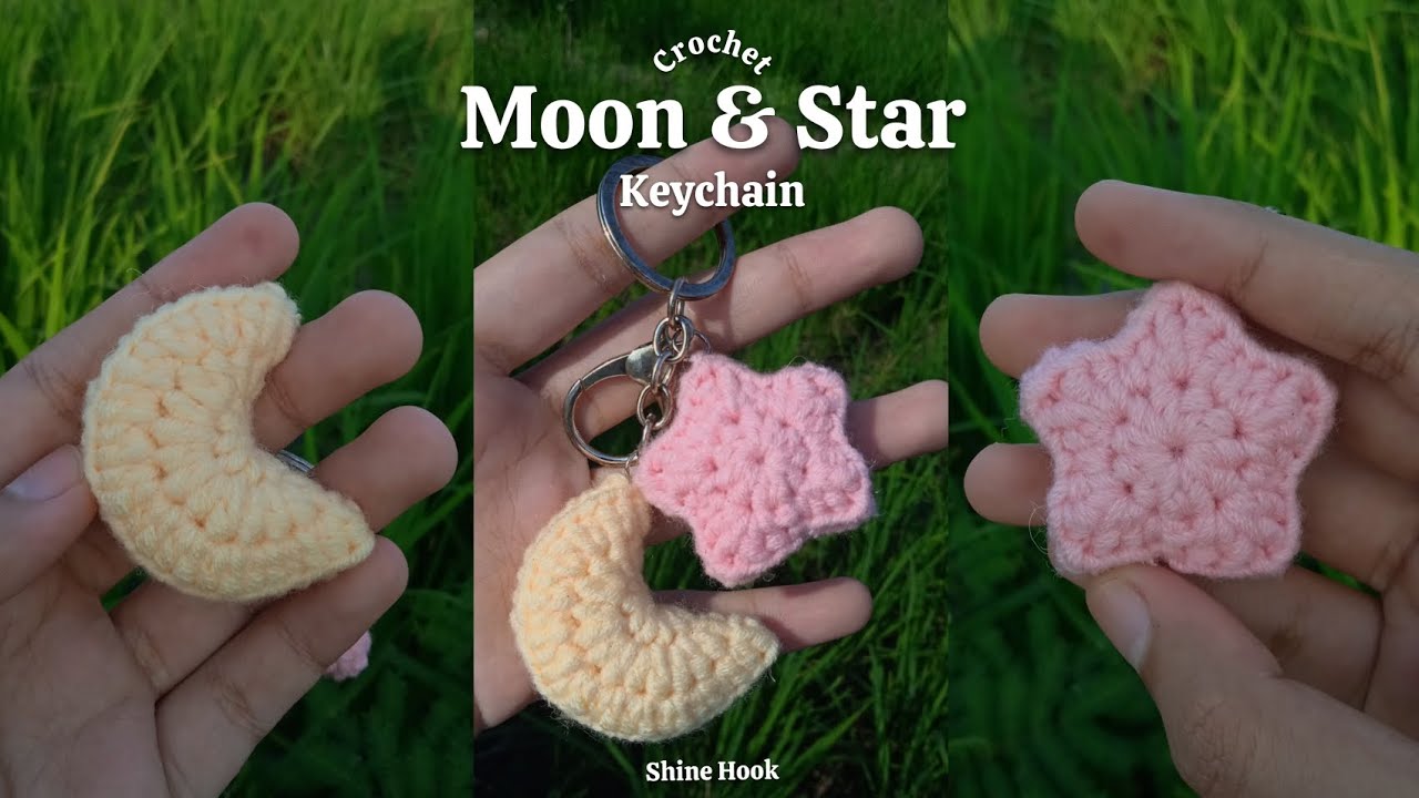 How to Crochet Moon & Star Keychain Amigurumi 🌜⭐ | Easy for Beginners ...